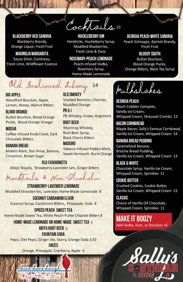 Cocktails Menu – Sallys Southern